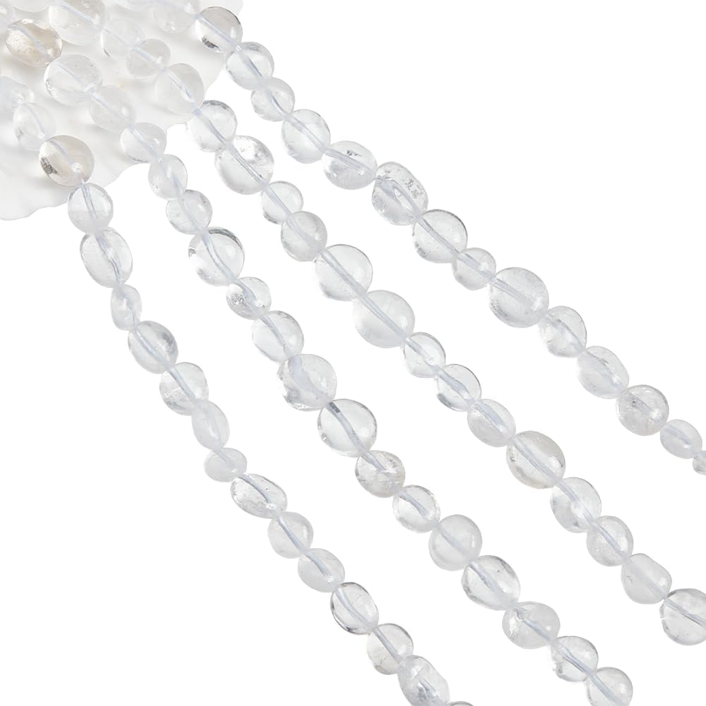 2 Strands 86 Pcs Natural Quartz Crystal Beads Oval Shape Clear Loose ...