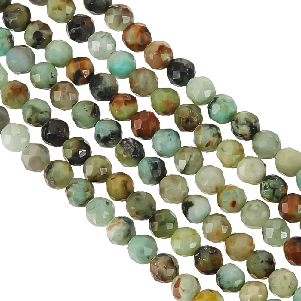 2 Strands Natural African Turquoise(Jasper) Beads Strands Faceted Round ...