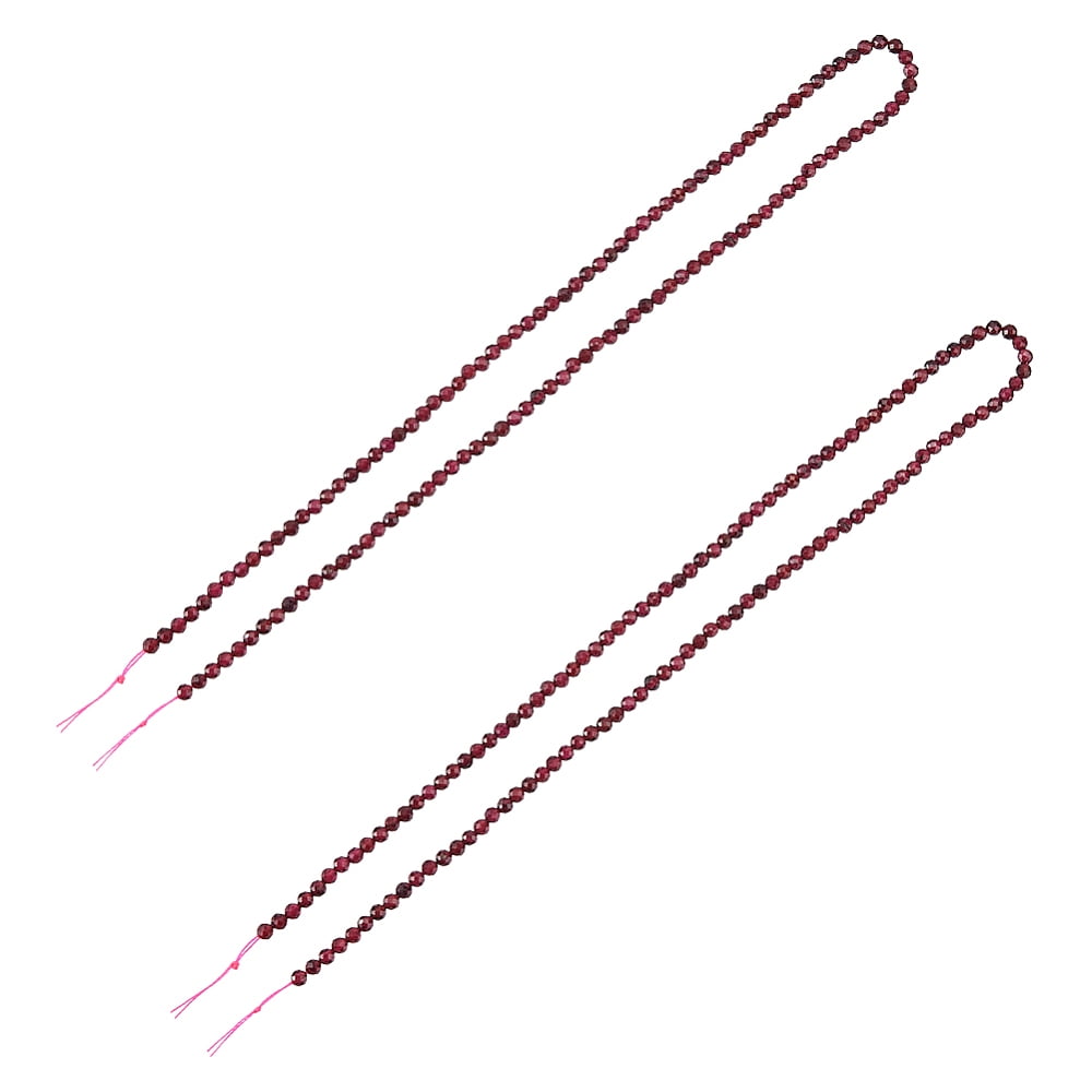 2 Strands Natural Garnet Beads Strands Grade A Round Faceted 3-3.5mm ...