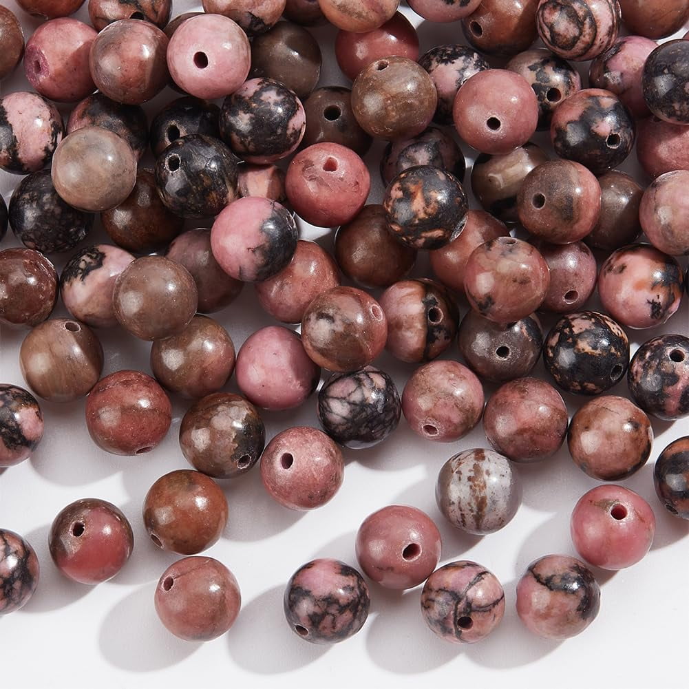 2 Strands Natural Rhodonite Beads Strands Round 8mm Hole: 1mm about ...