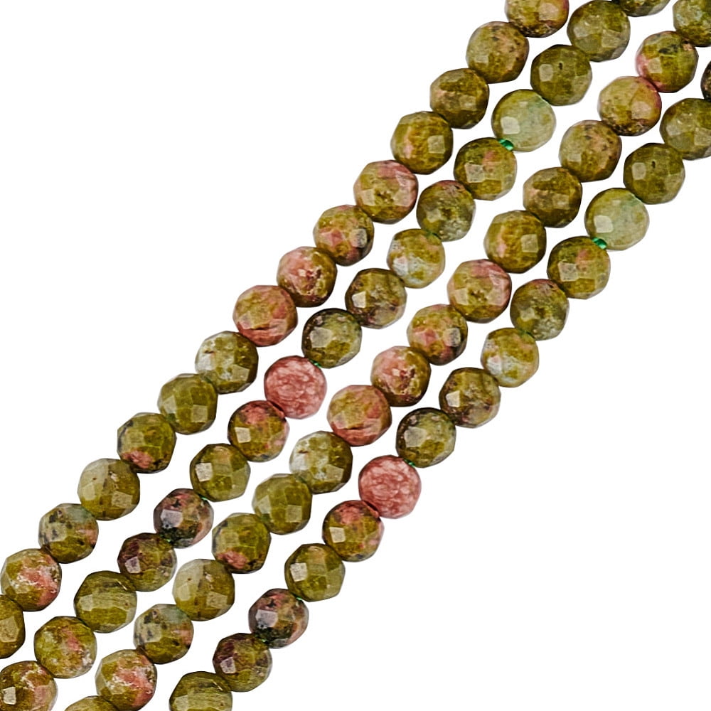 2 Strands Natural Unakite Beads Strands Faceted Round 2~2.5mm Hole: 0 ...
