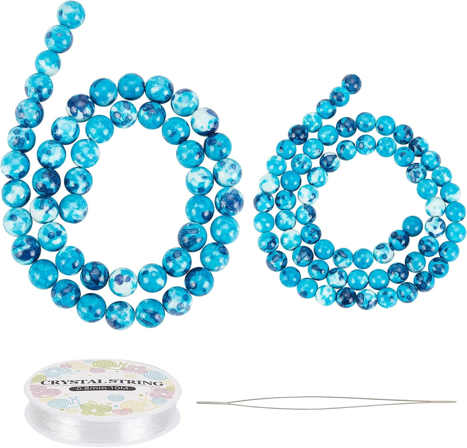 2 Strands Rain Flower Stones Beads 6/8mm Round Smooth Gemstones Spacer ...