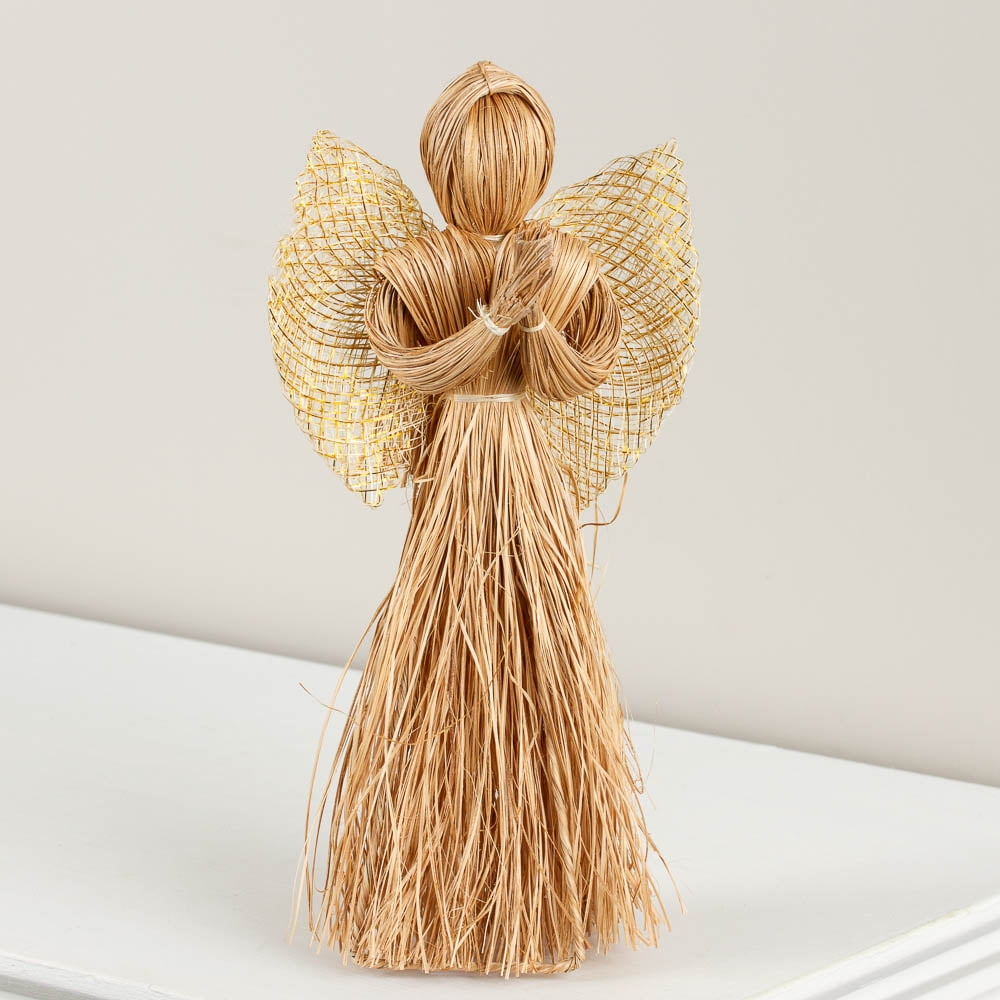 2 Straw Angels with Wire Stand - Handcrafted Holiday Décor - Walmart.com