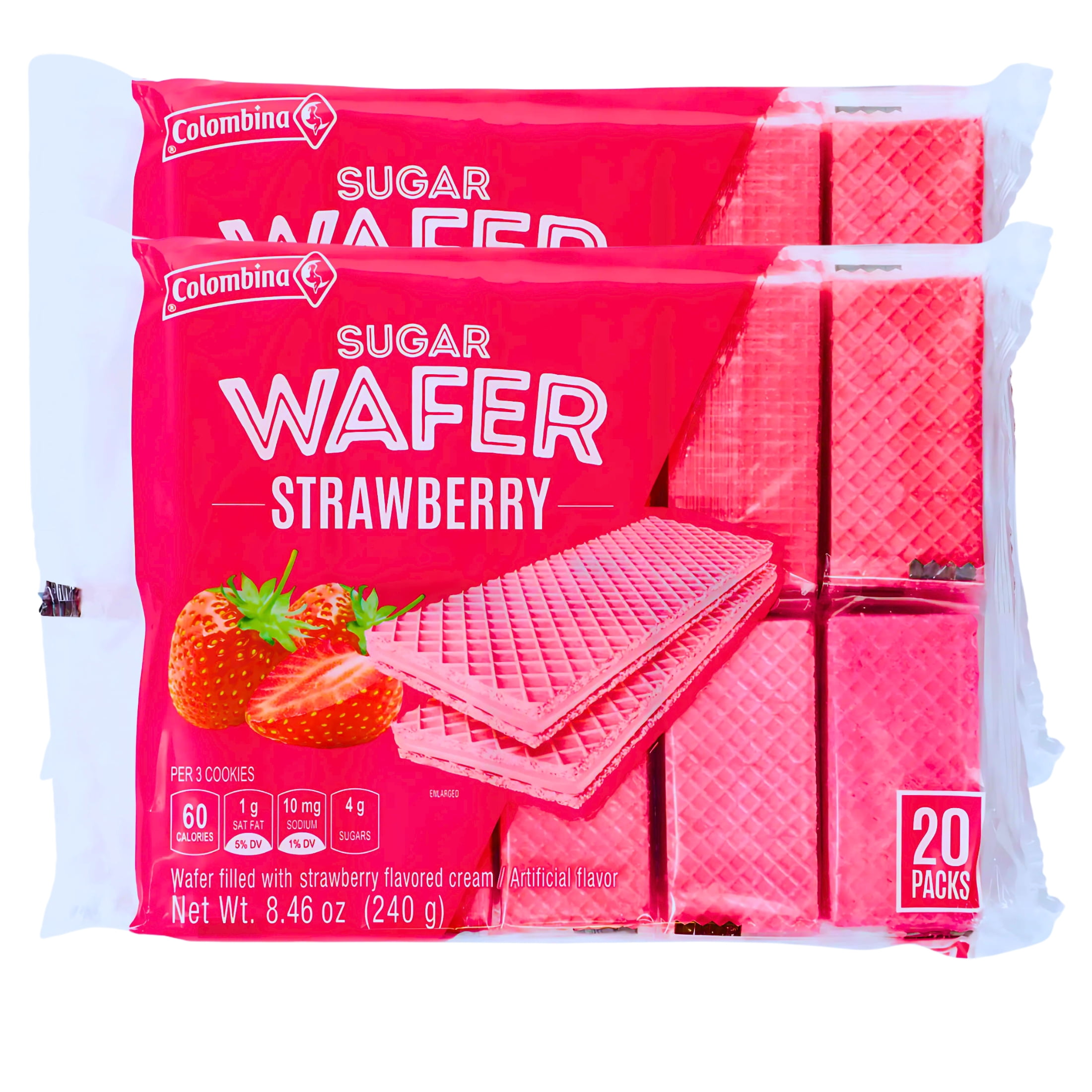 (2) Strawberry Wafer Cookies, 8.46 oz Bag (20 Individually Wrapped Pack ...