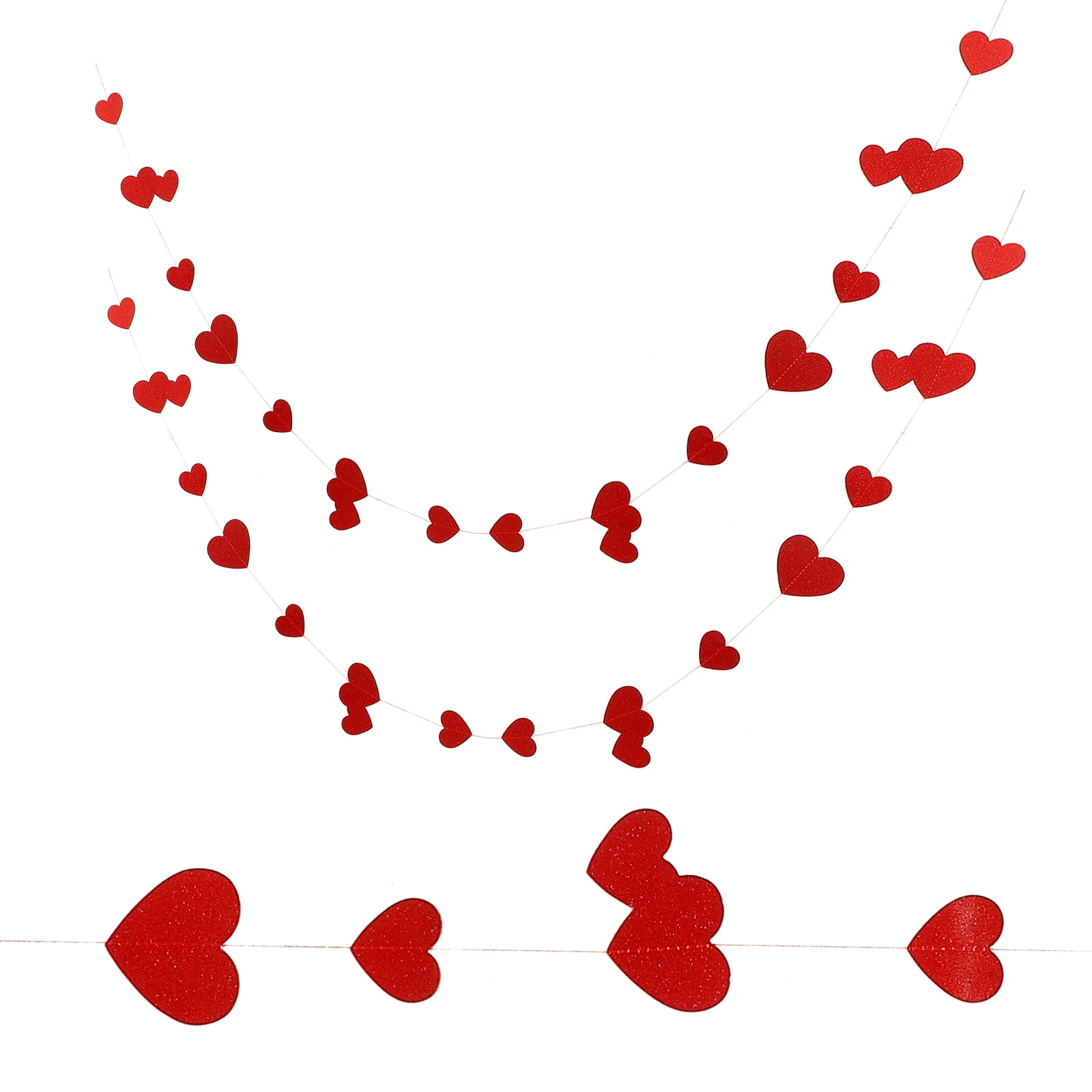 2 Strings Gold Heart Sequins Latte Reusable Decoration Red Glitter ...