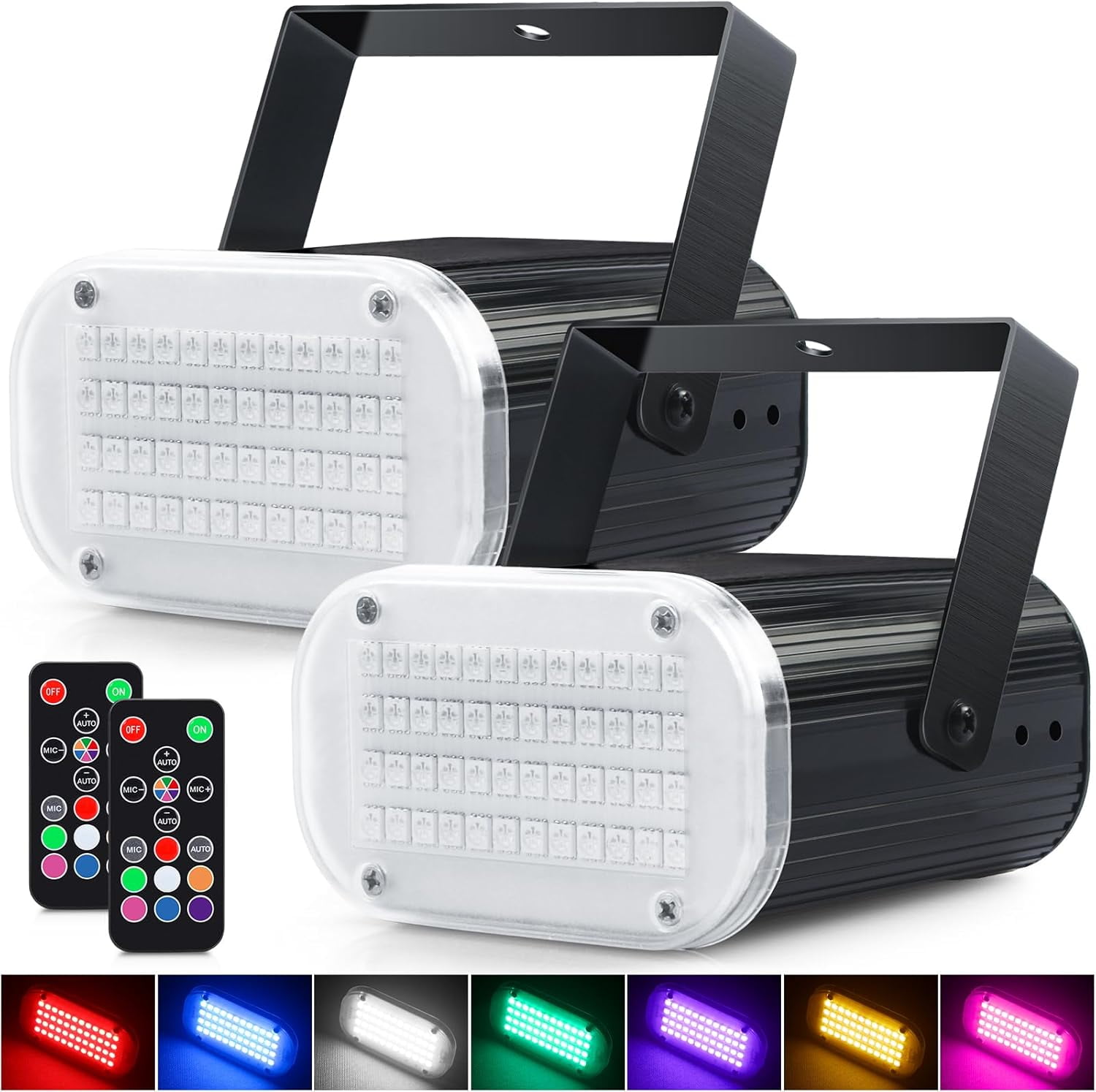 2- Strobe Lights 48LED Halloween, Multi-Color Sound Activated Disco ...