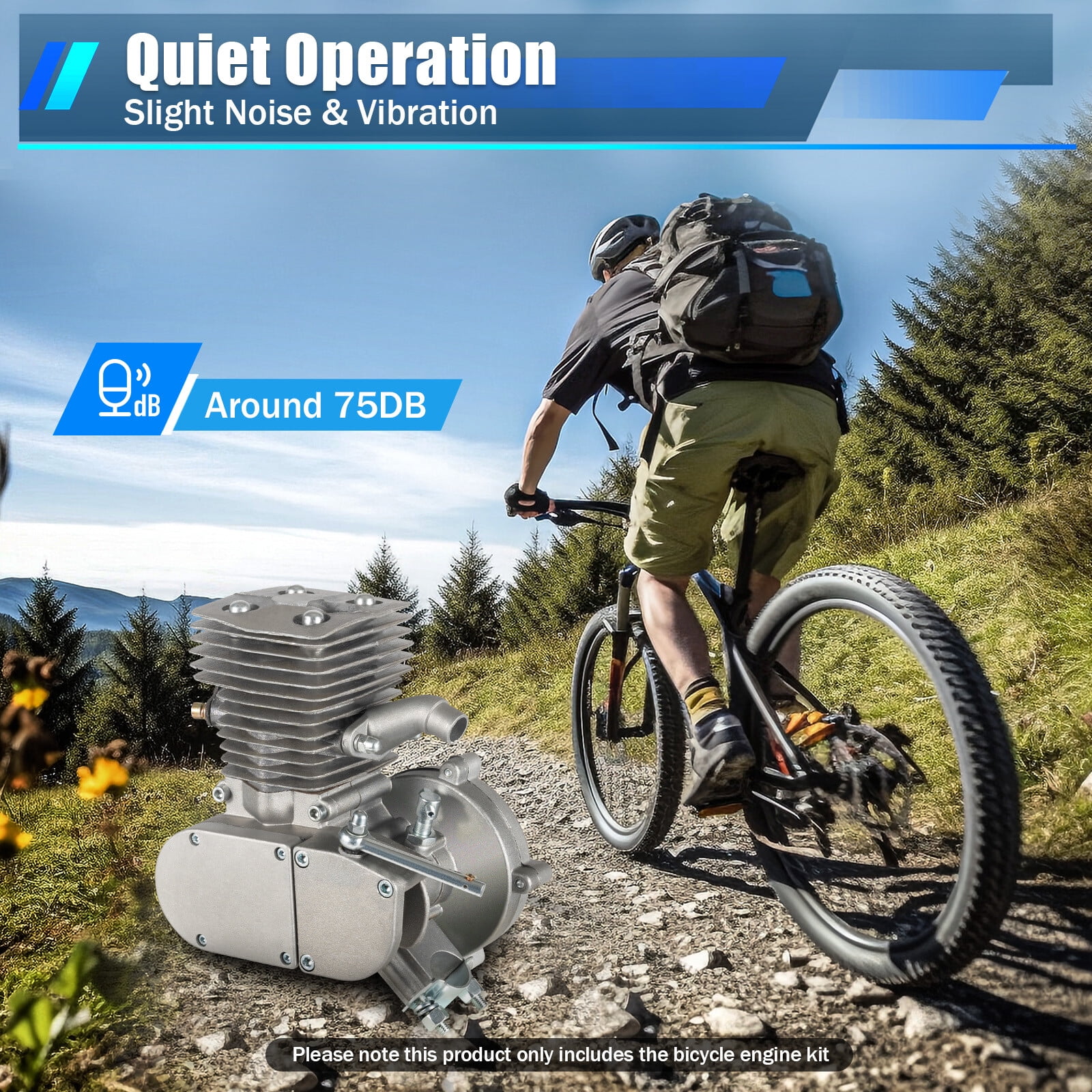 2-Stroke 100cc Bicycle Motor Kit Bike Motorized Petrol Gas Engine Set ...