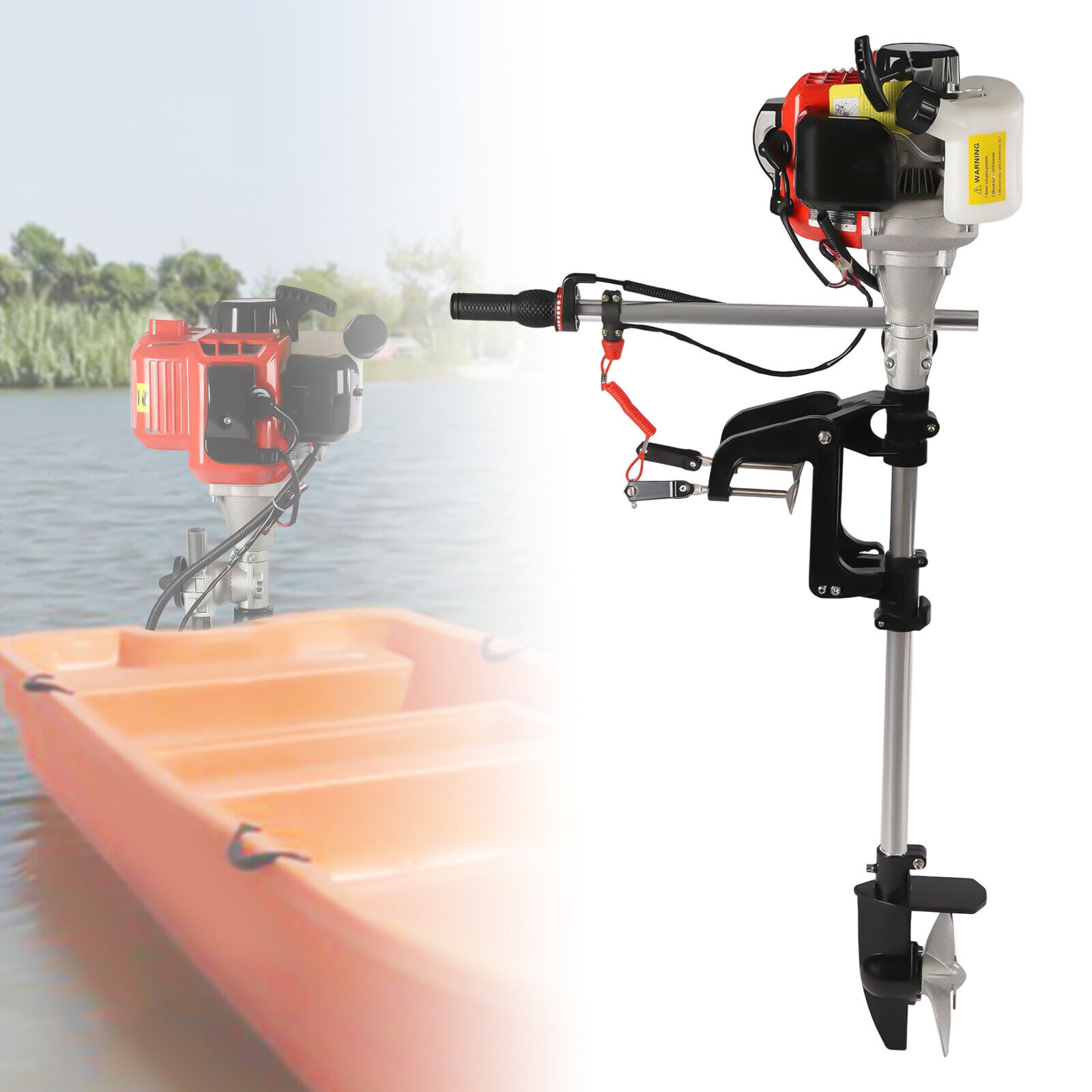 2.3 HP 2-Stroke Outboard Boat Motor with Air Cooling System and Long ...