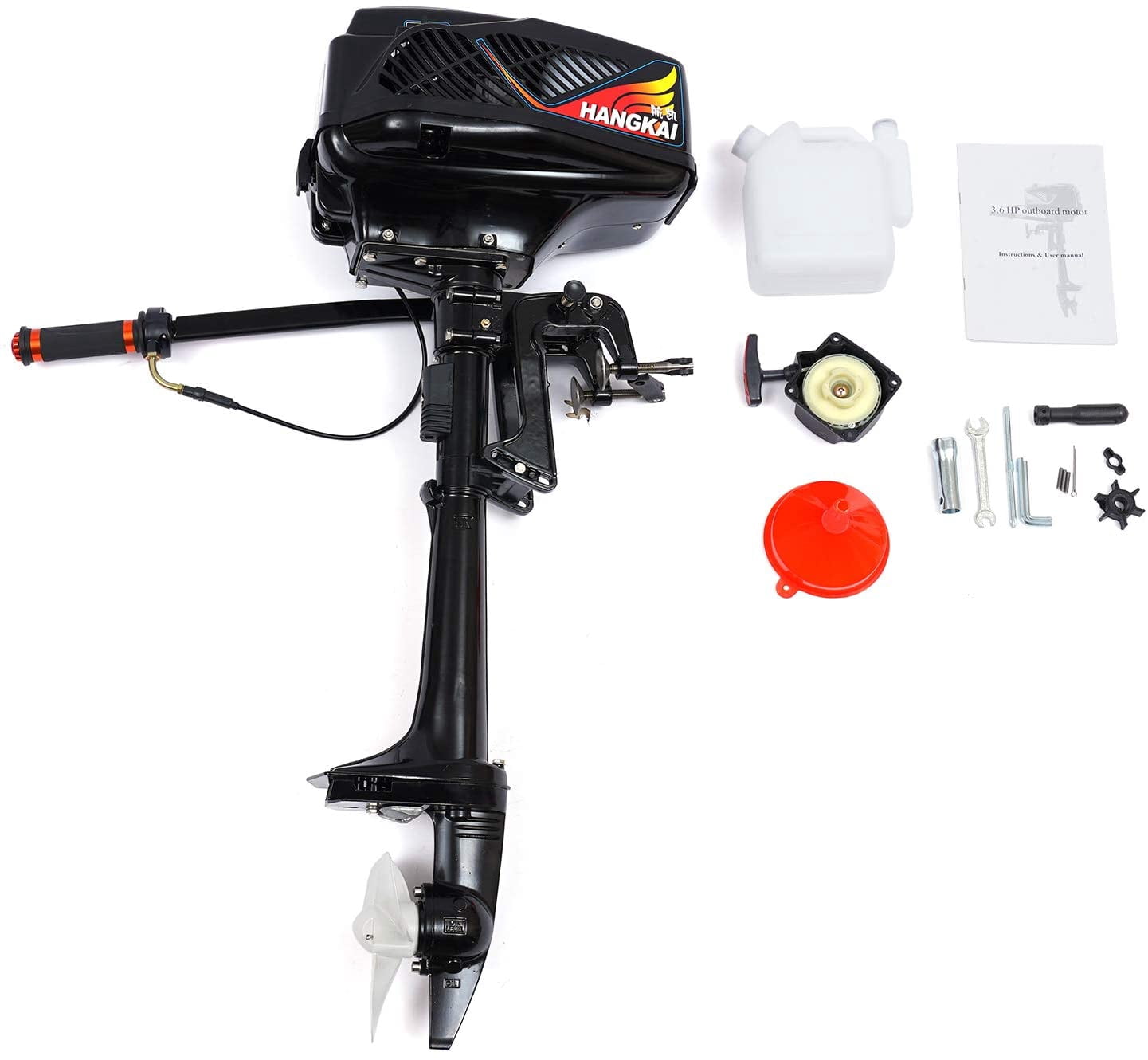 2 Stroke 3.6HP Boat Motor Engine,55CC 2.6KW Outboard Motor with Water ...