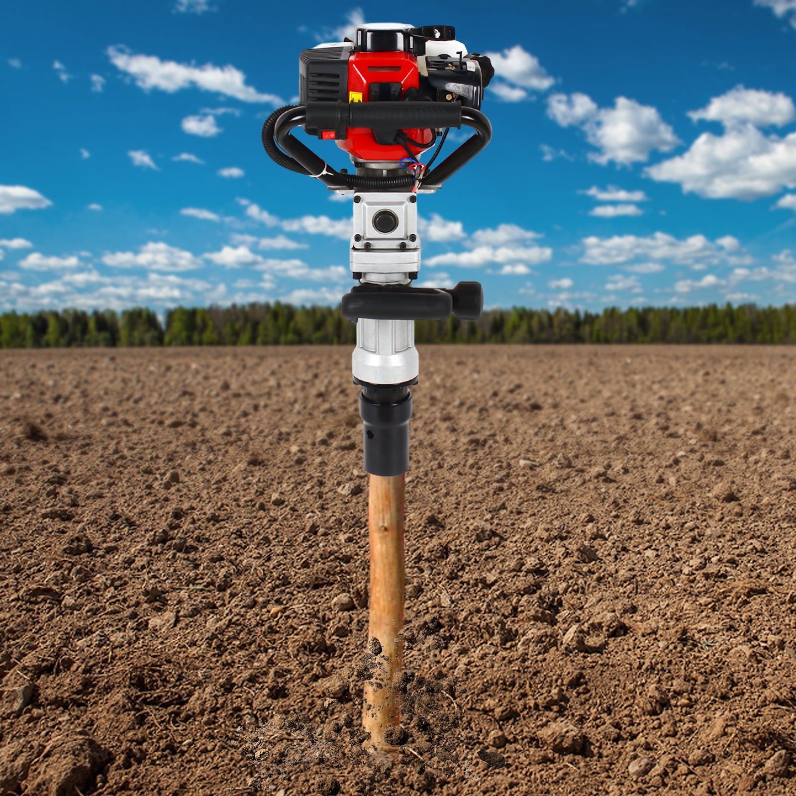 2-Stroke 32.6cc Gasoline T-Post Pile Driver, Farm Fence Hammer Pounder ...
