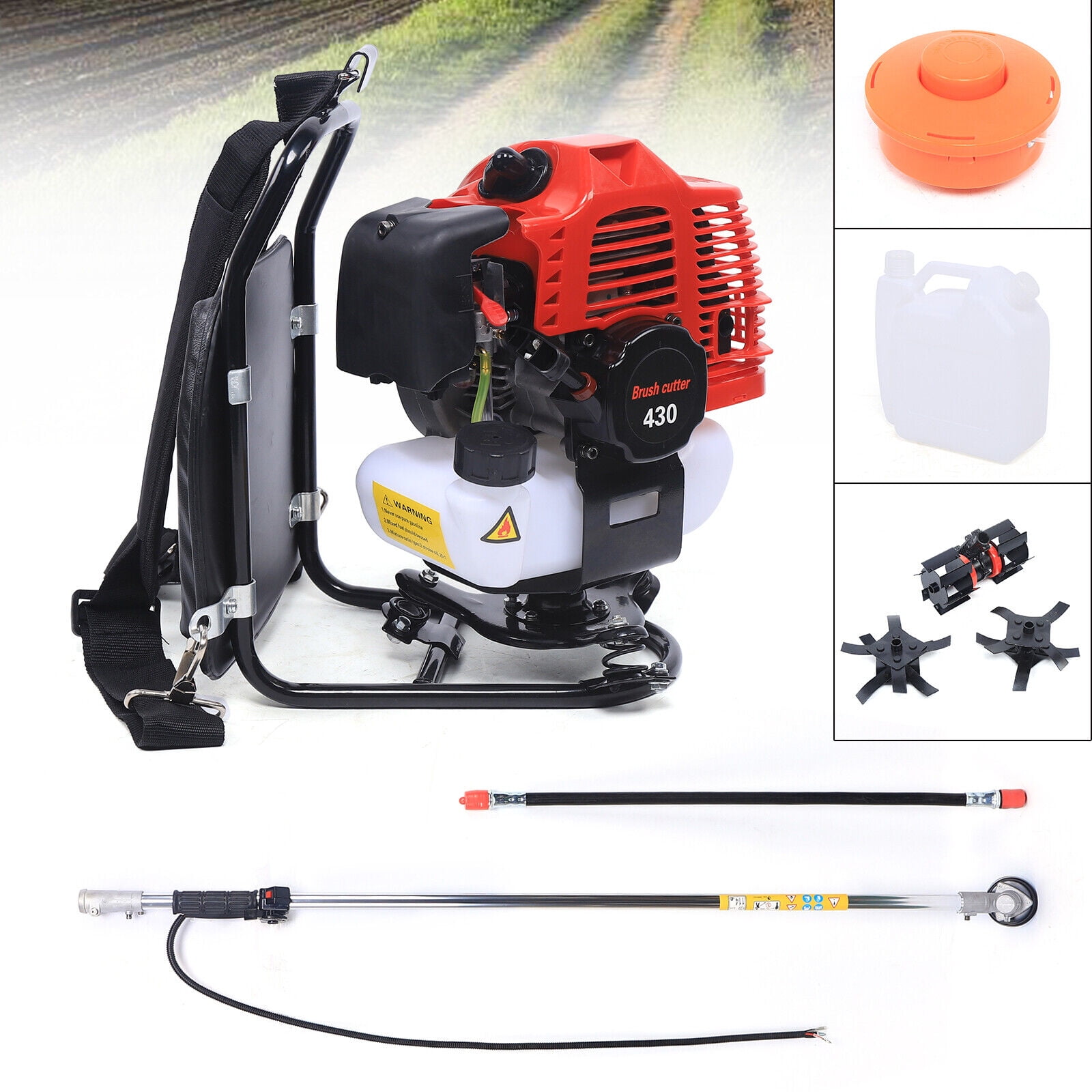 2-Stroke 43cc Multi-Purpose Backpack Mower 3in1 TBG430 Gasoline Engine ...