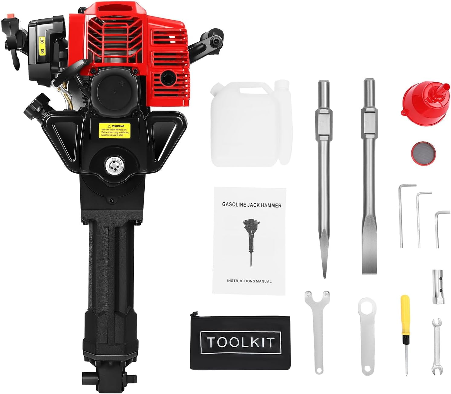 2 Stroke 52cc Gas-Powered Demolition Jack Hammer, Concrete Breaker ...