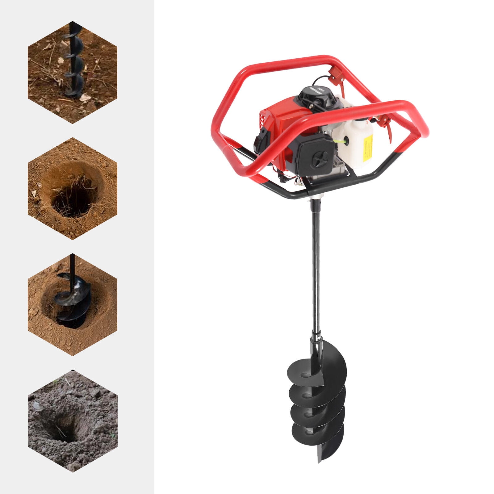 2 Stroke 63cc Gas Powered Earth Auger Soil Drilling Machine Post Hole ...