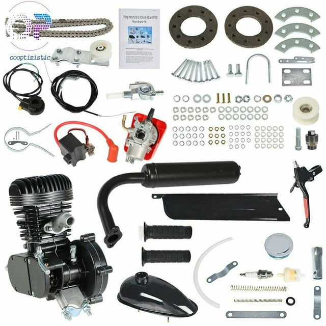 100cc 2-Stroke Black Bicycle Motor Kit, Bicycle Engine Set, DIY Conversion Powered Bike, Petrol ...