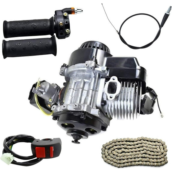 2-Stroke Engine Motor & 25H Chain & Throttle Grips & Throttle Cable ...