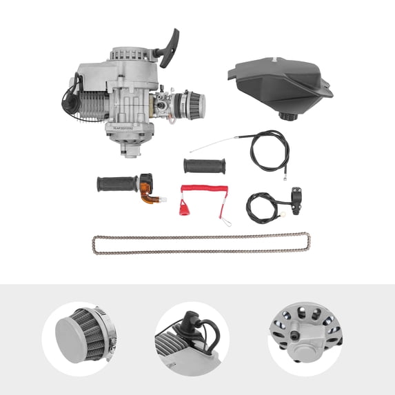 2 Stroke Engine Motor Kit, 49CC Mini Bike Engine Pull Start Mini Motor ...