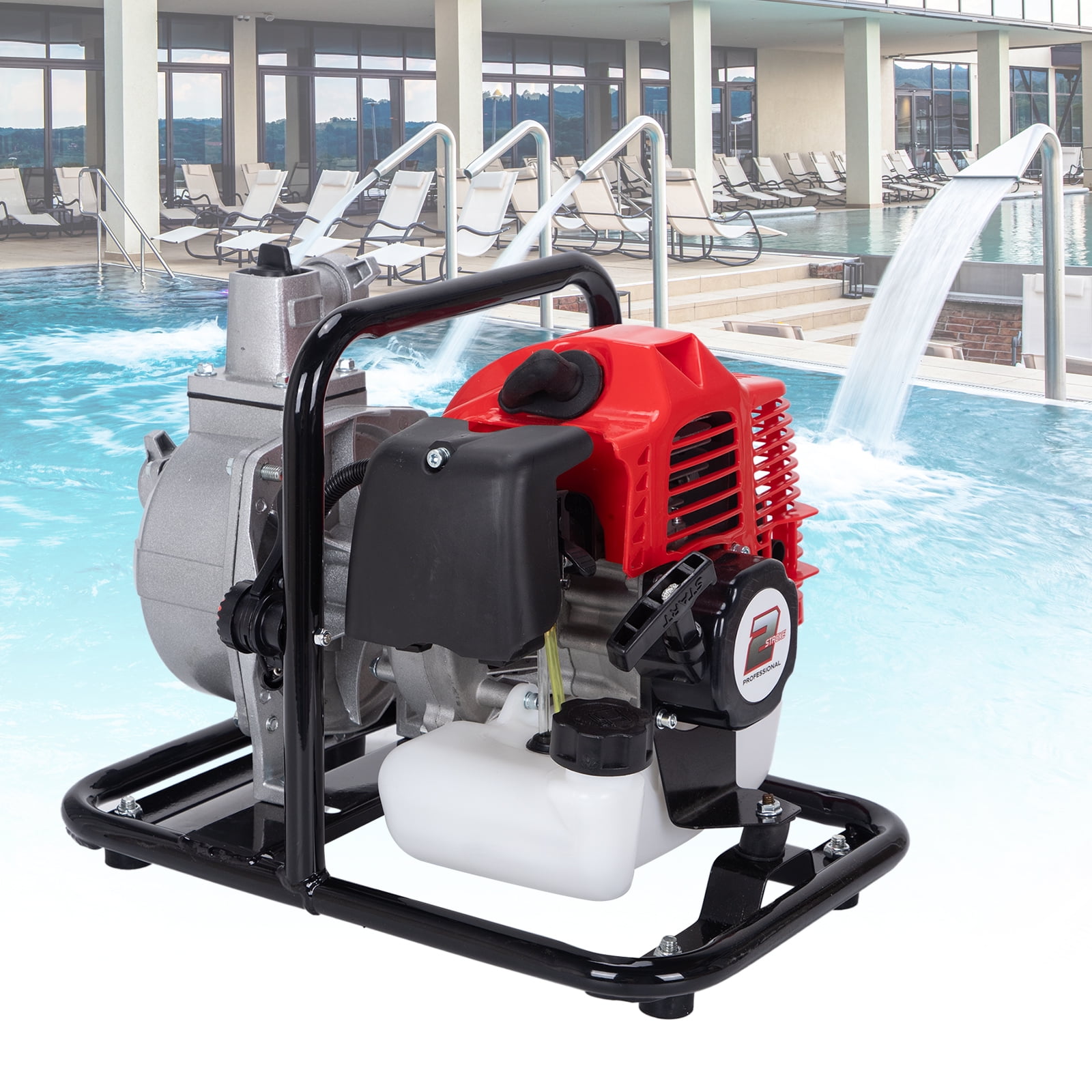 2 Stroke Gasoline Water Pump Gas-Powered Semi-Trash Irrigation Transfer ...