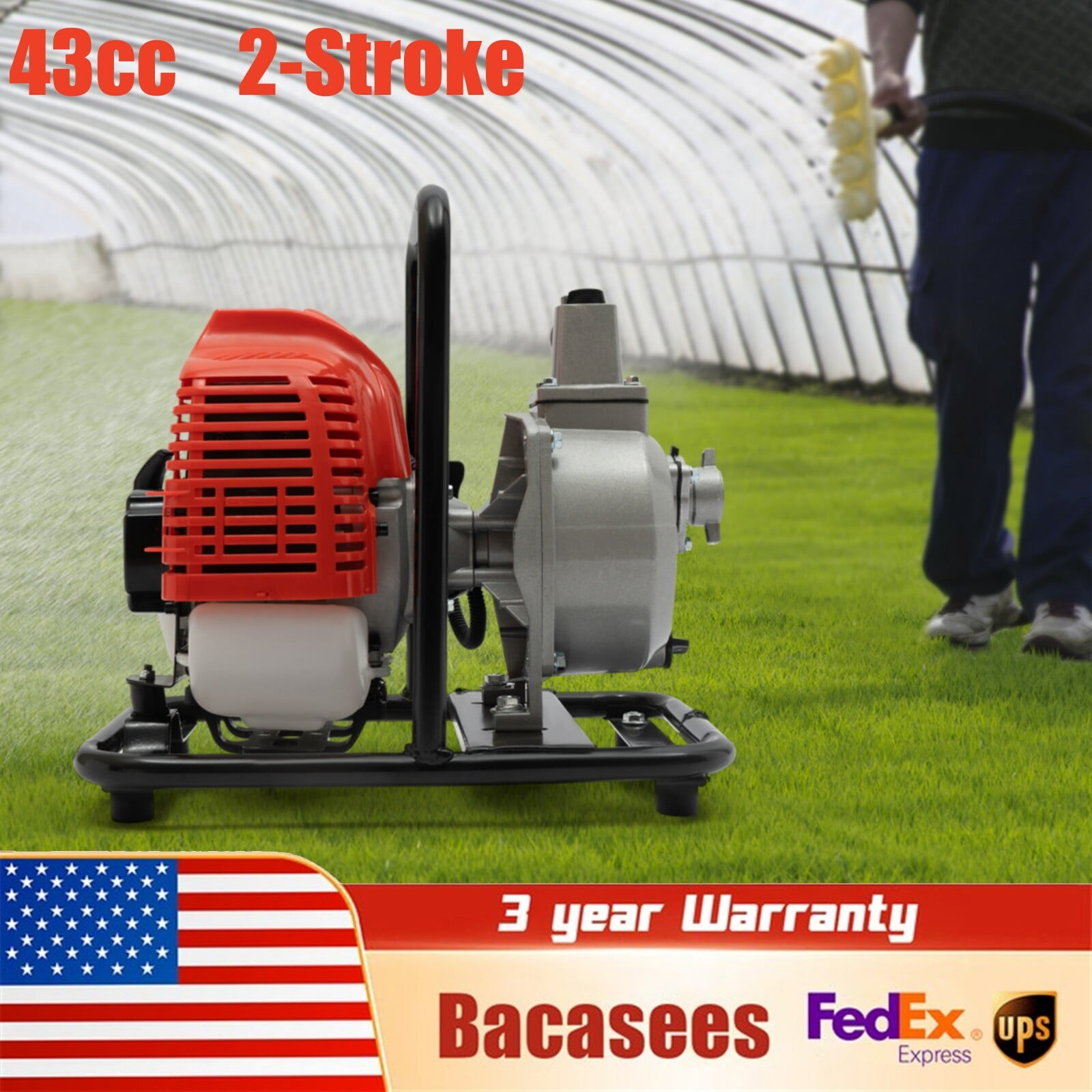 2 Stroke Gasoline Water Pump Gas-Powered Semi-Trash Irrigation Transfer ...