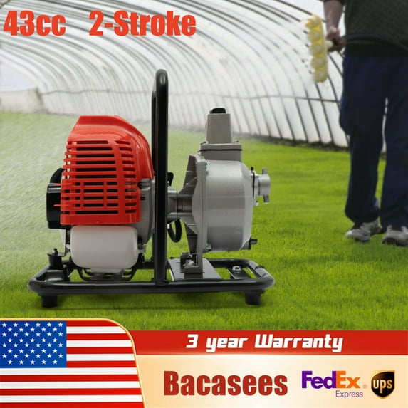 2 Stroke Gasoline Water Pump Gas-Powered Semi-Trash Irrigation Transfer ...