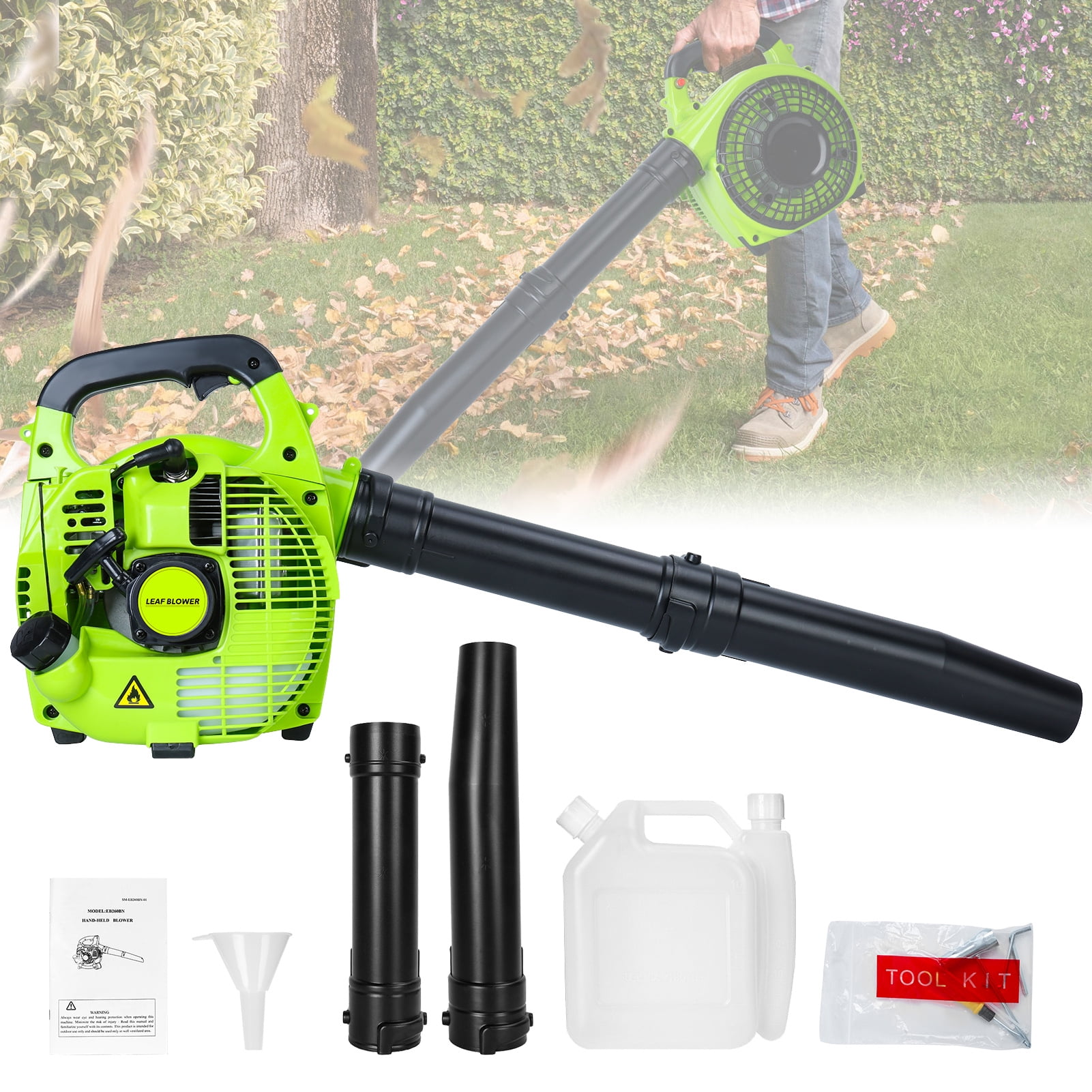 2-Stroke Handheld Leaf Blower, Gas Powered Leaf Blower, 26CC Handheld ...