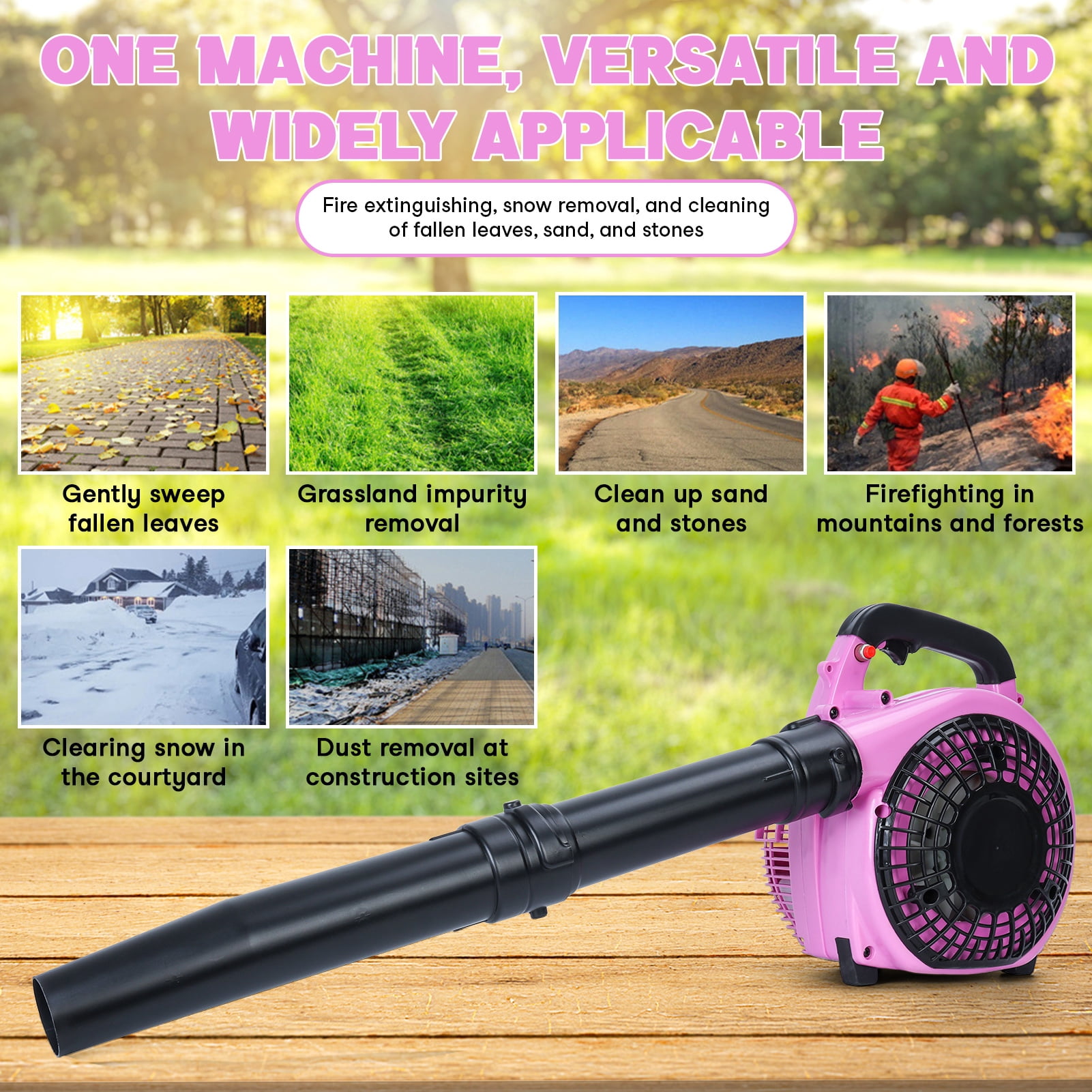 2-Stroke Handheld Leaf Blower, Gas Powered Leaf Blower, 26cc Handheld ...