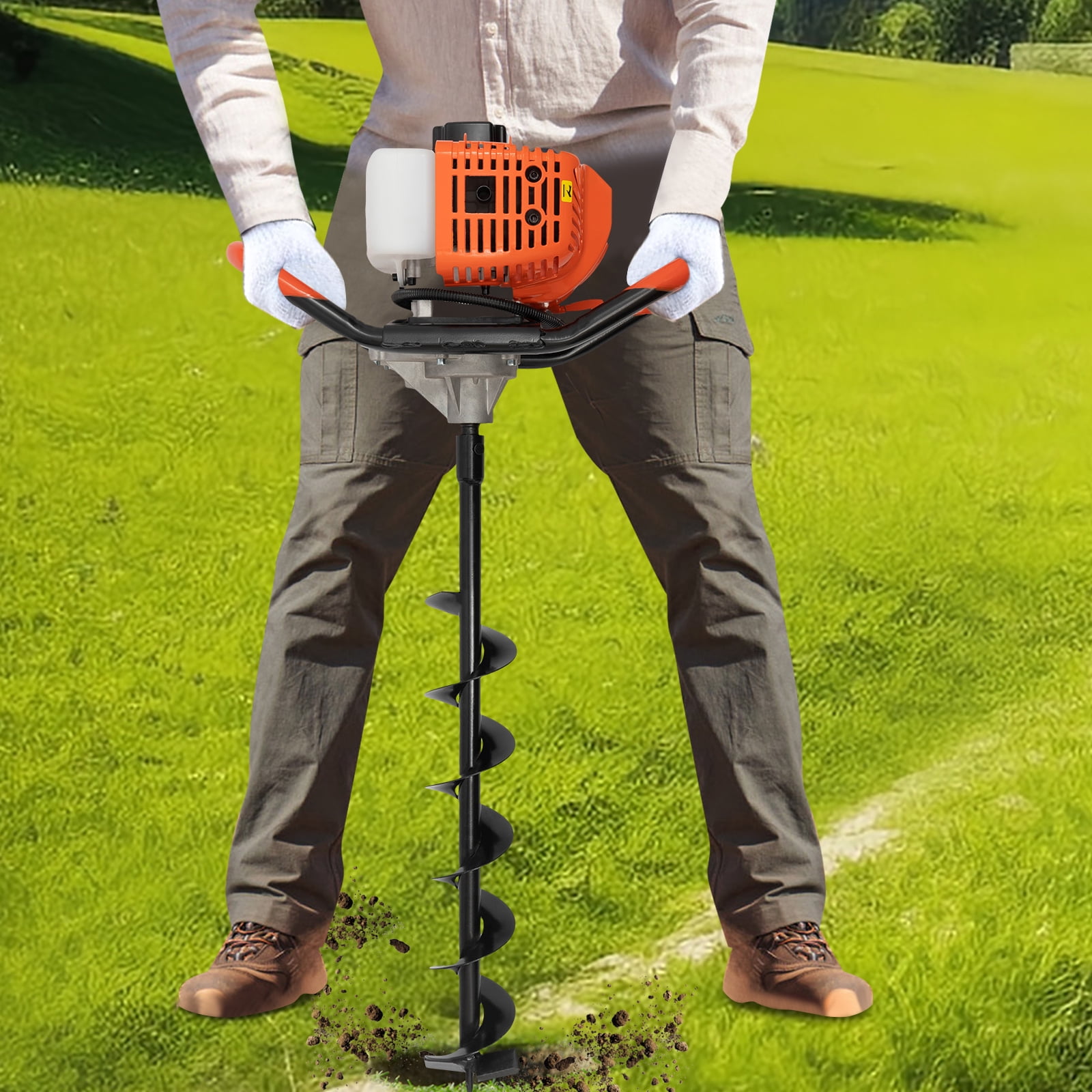 2-Stroke Petrol Earth Auger Post Hole Digger Borer 4/6/8"Bit Eextension Bar 1460W Auger Digging ...