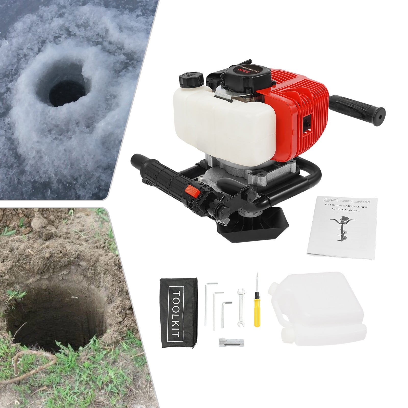 2-Stroke Post Hole Digger 52cc 2HP Gas Powered Earth Digger Digging ...