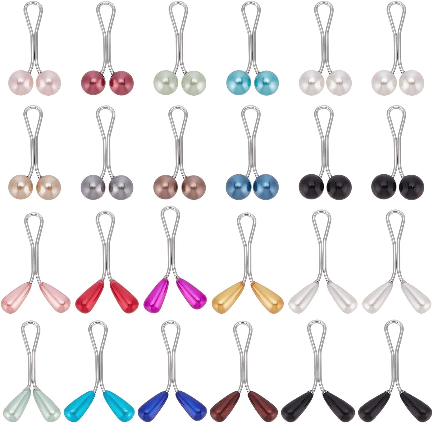 2 Style 24PCS Pearl Scarf Brooch Pin Headscarf Muslim Faux Pearl Scarf ...