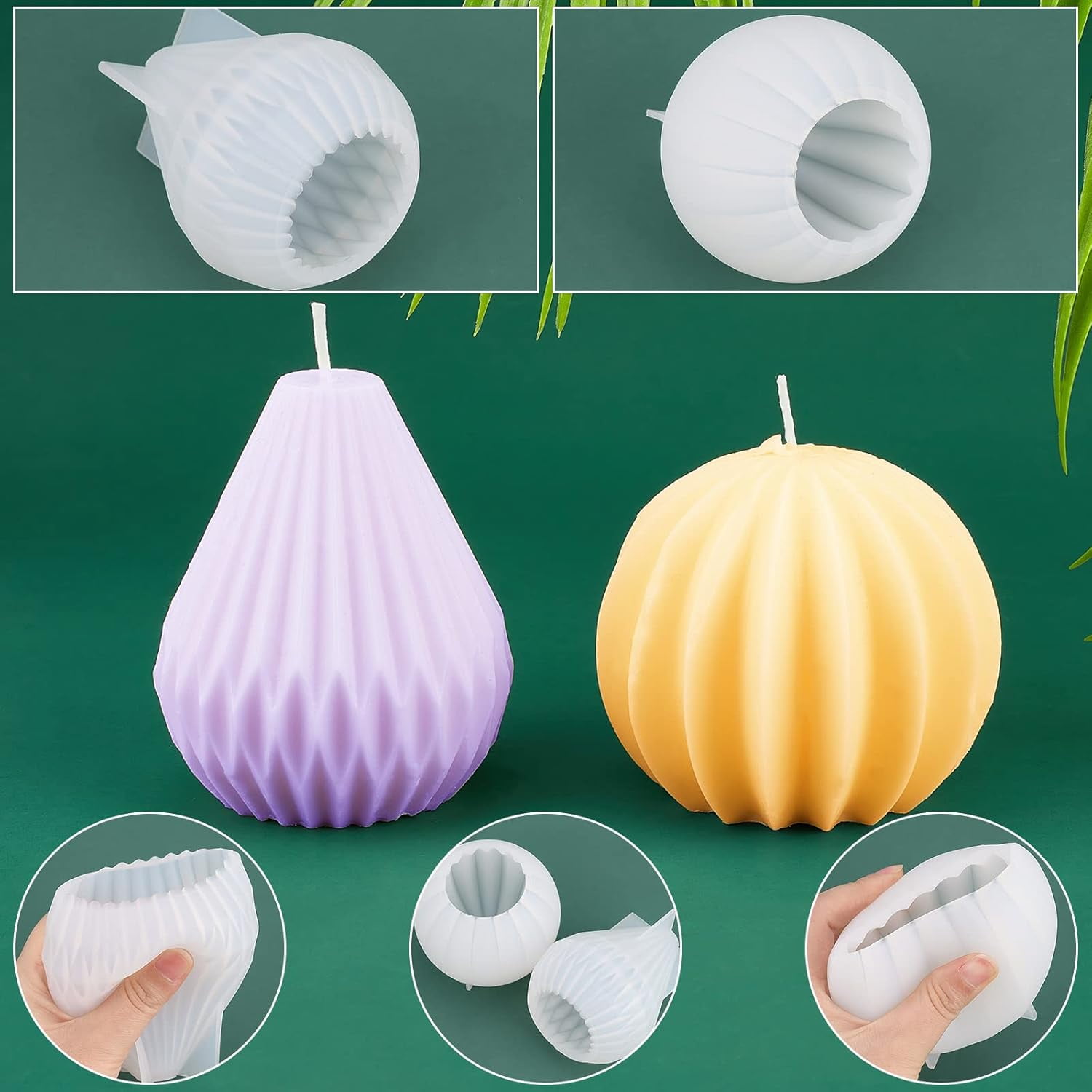 2 Style DIY Candle Molds Round Pear Shape Silicone Mold Resin Casting ...