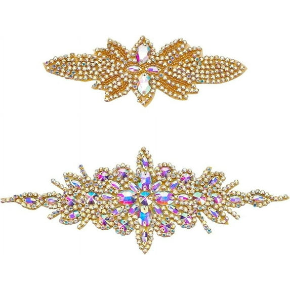 2 Style Flower Pattern Hotfix Rhinestone 2pcs Rhinestone Hot Drilling ...