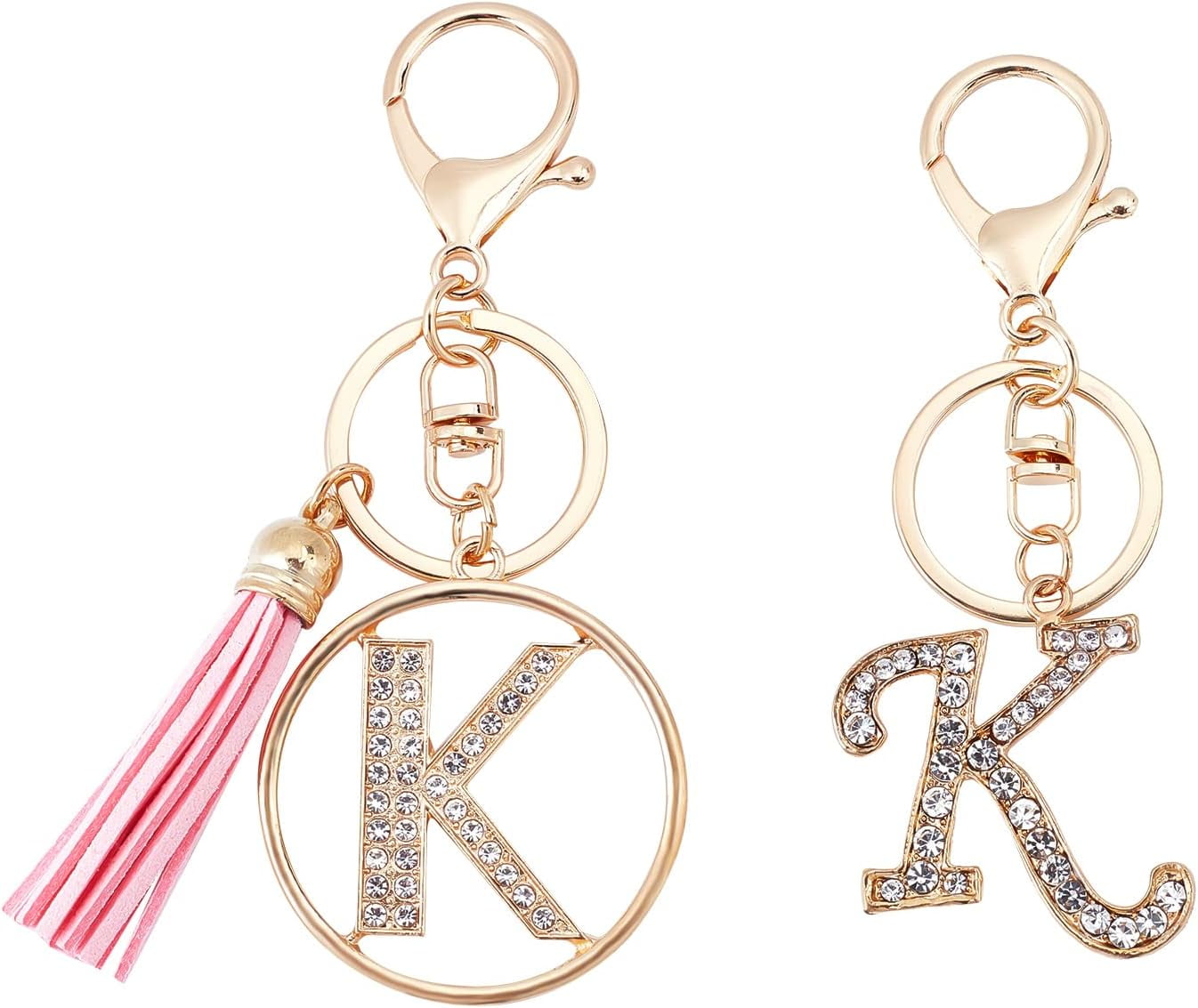 2 Style Letter Keychain Tassel Pendant Tassel Letter Key Ring Crystal ...