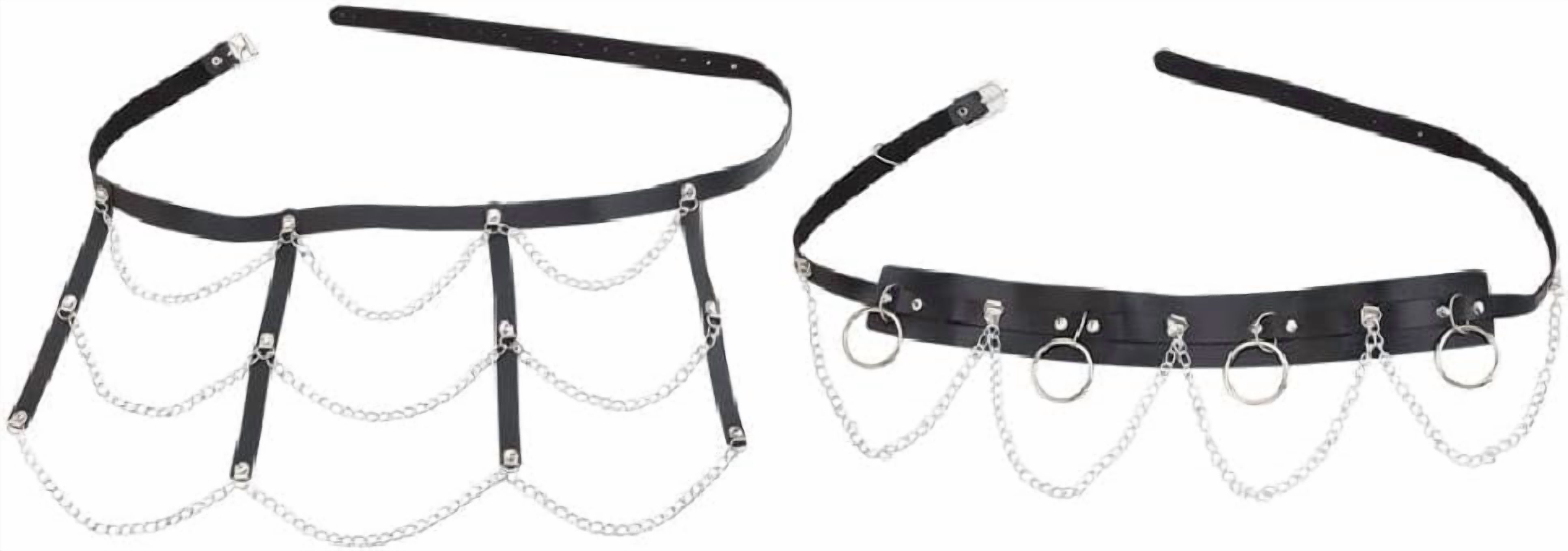 2 Style Women's PU Leather Corset Belts 39.37 Inch Zinc Alloy Chains ...