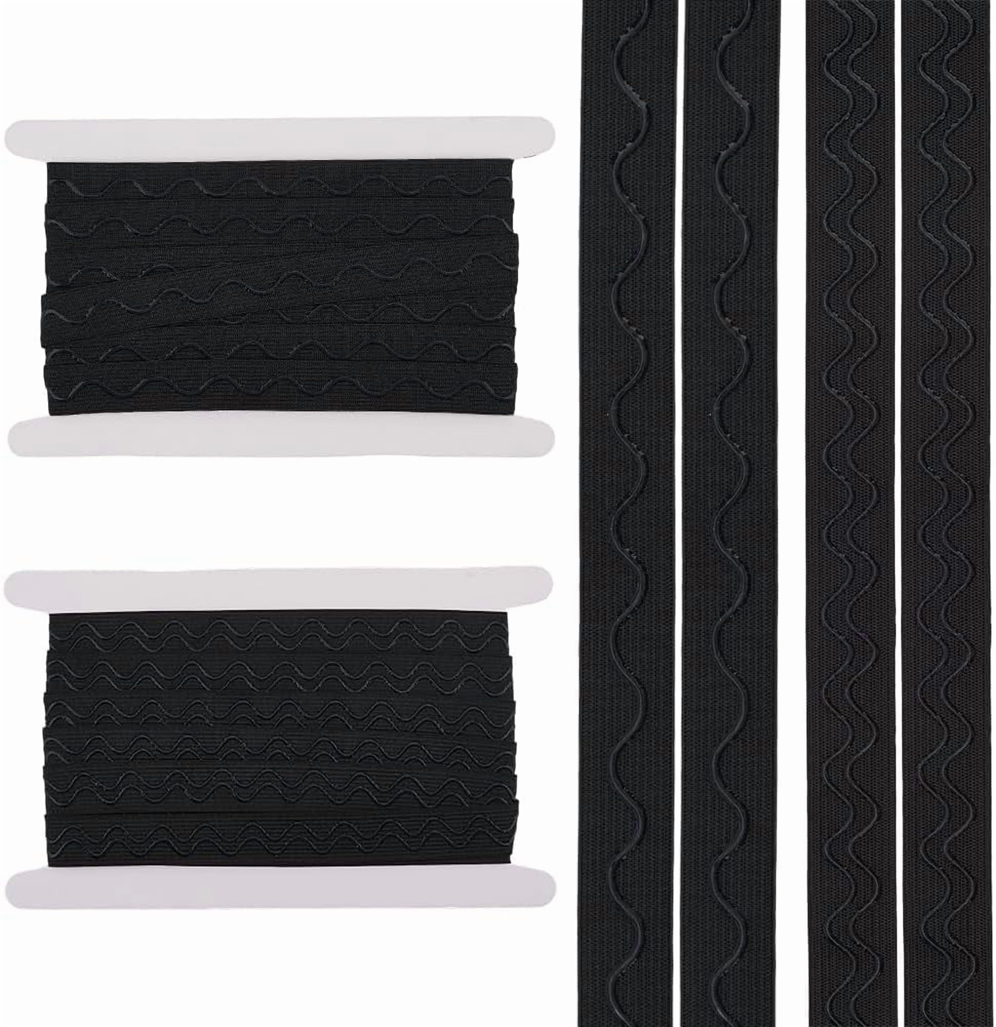 2 Styles 20mm Wide Black Silicone Non-Slip Elastic Band Rubber Stretch ...