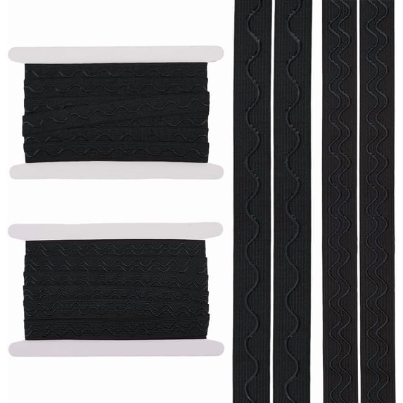 2 Styles 20mm Wide Black Silicone Non-Slip Elastic Band Rubber Stretch ...