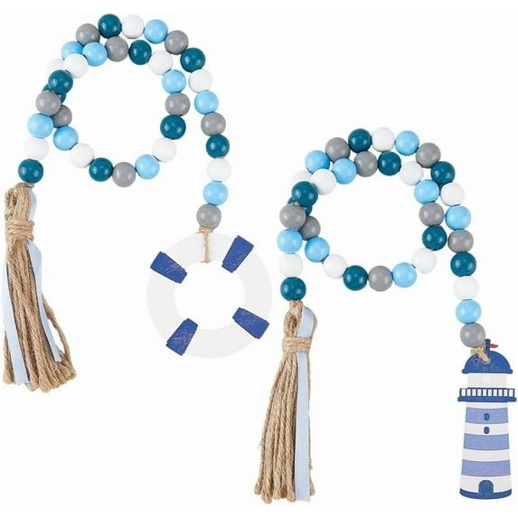 2 Styles 30" Handmade Farmhouse Bead Garland Wood with Tassel Boho ...