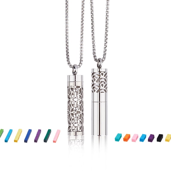 2 Styles 304 Stainless Steel Box Chain Hollow Column Perfume Bottle ...