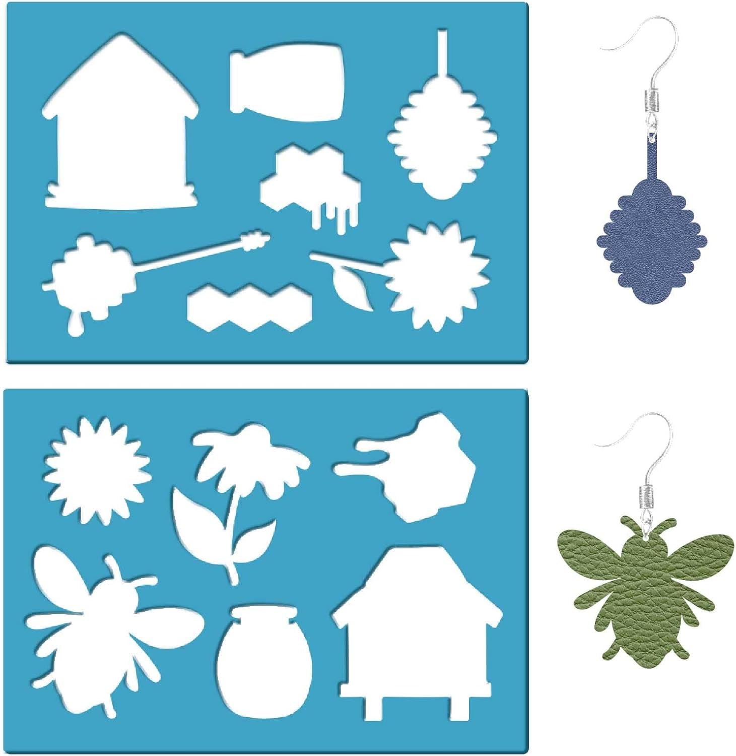 2 Styles 5.1x3.5 Inch Bees Earring Making Templates Flower Honey ...