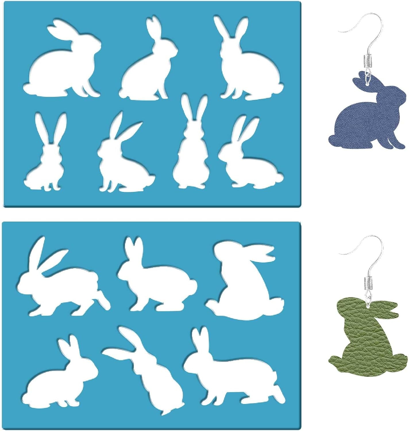 2 Styles 5.1x3.5 Inch Rabbit Shape Earring Making Template Easter ...