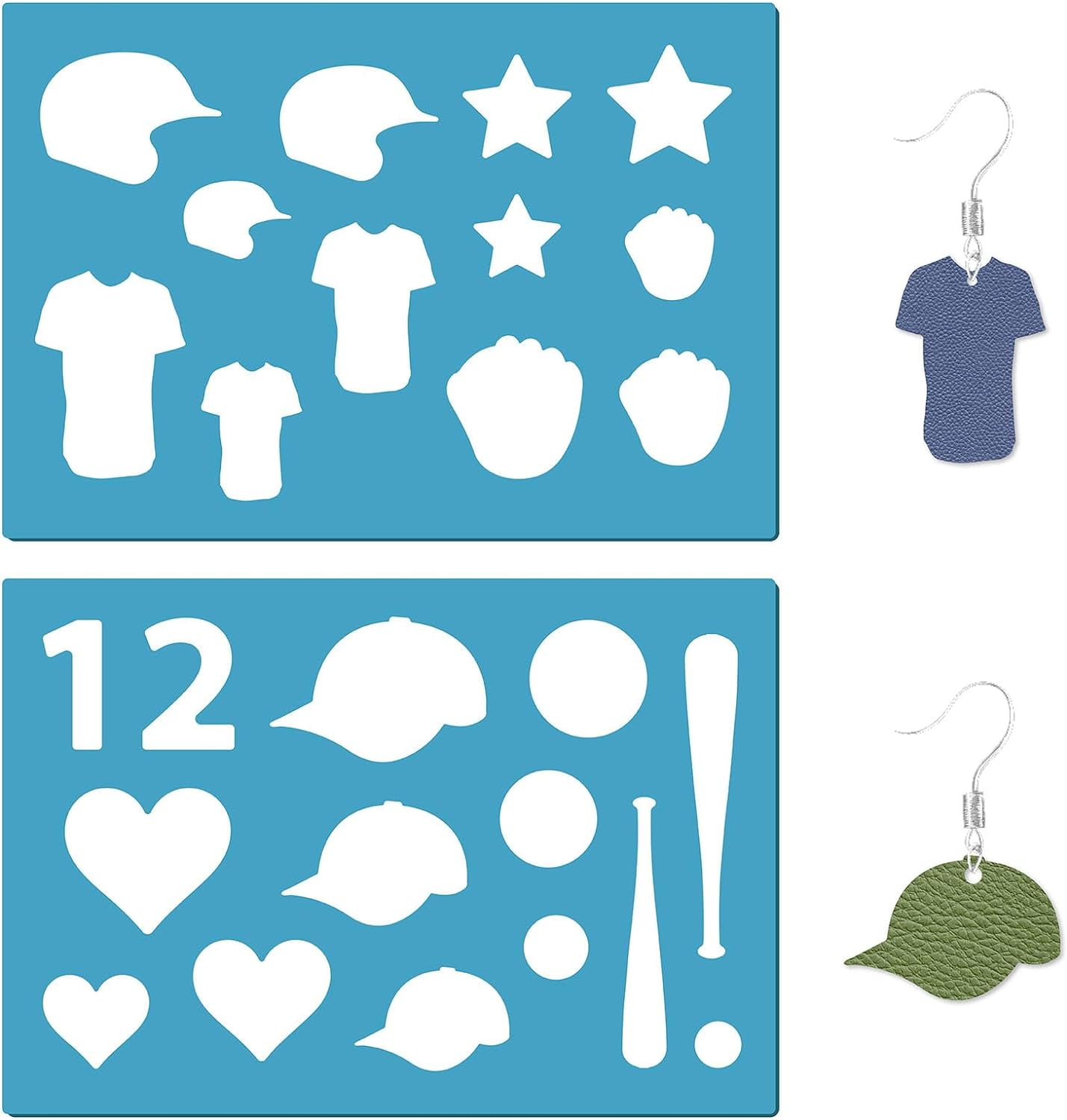 2 Styles Baseball Stencil Reusable Plastic Sports Theme Stencils Heart ...