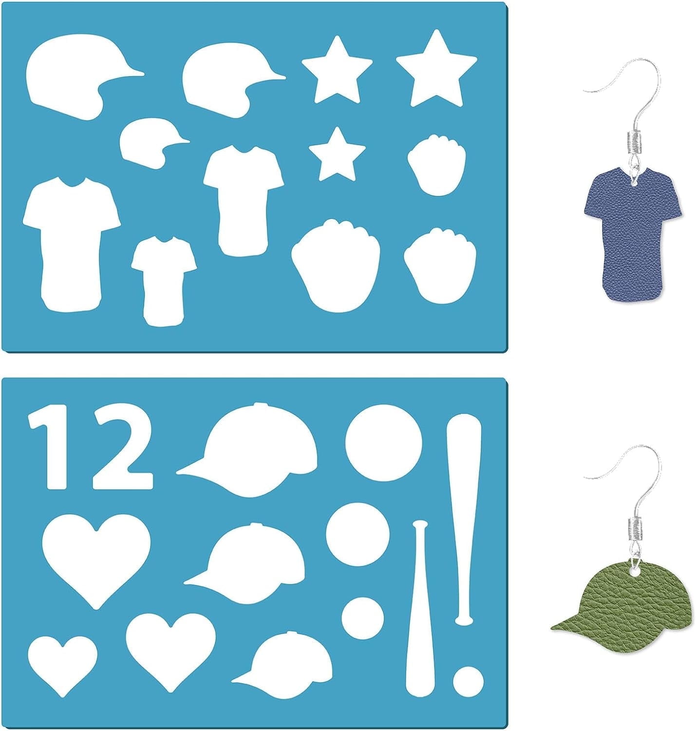 2 Styles Baseball Stencil Reusable Plastic Sports Theme Stencils Heart ...