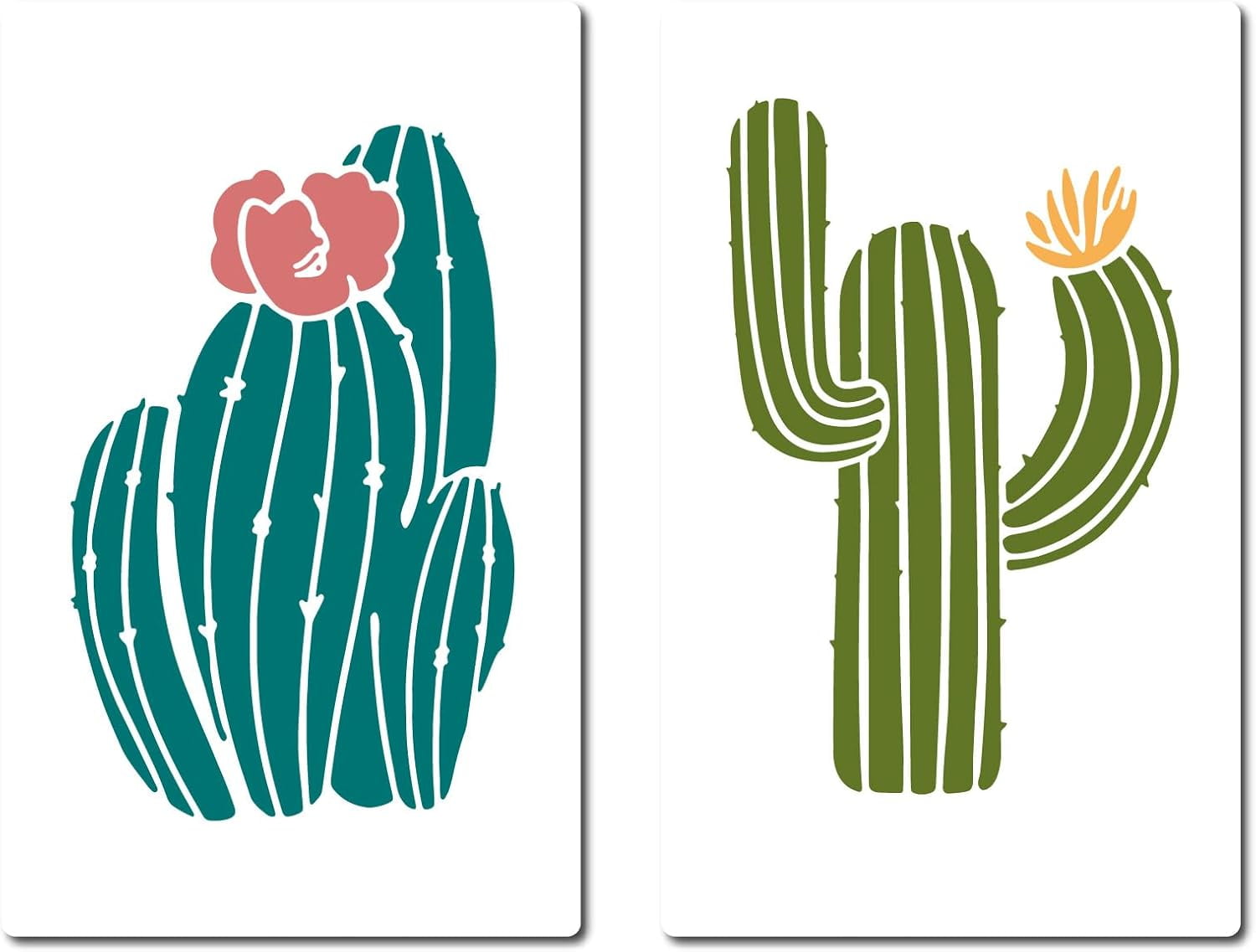 2 Styles Cactus Stencils 20 * 30cm Desert Themed Stencils Reusable ...