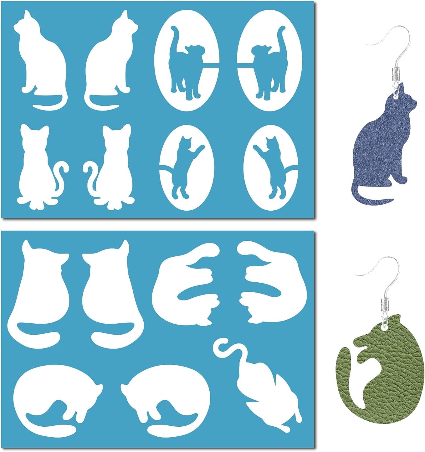 2 Styles Cat Stencils Pet Animal Feline Templates Reusable Acrylic ...