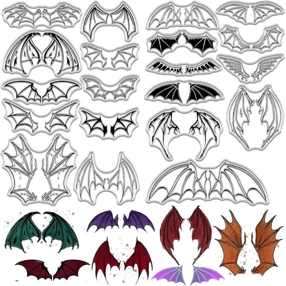 2 Styles Devil Wings Clear Rubber Stamps Wing Vintage Reusable ...