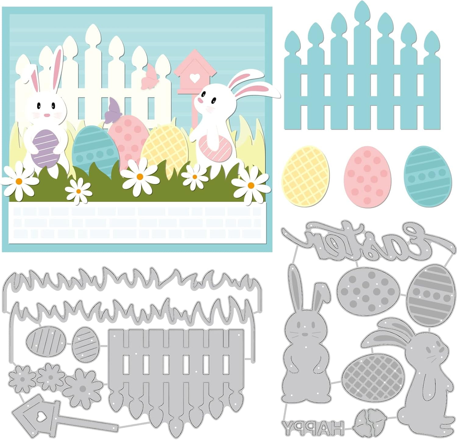 2 Styles Easter Pattern Carbon Steel Cutting Dies Stencils Easter ...