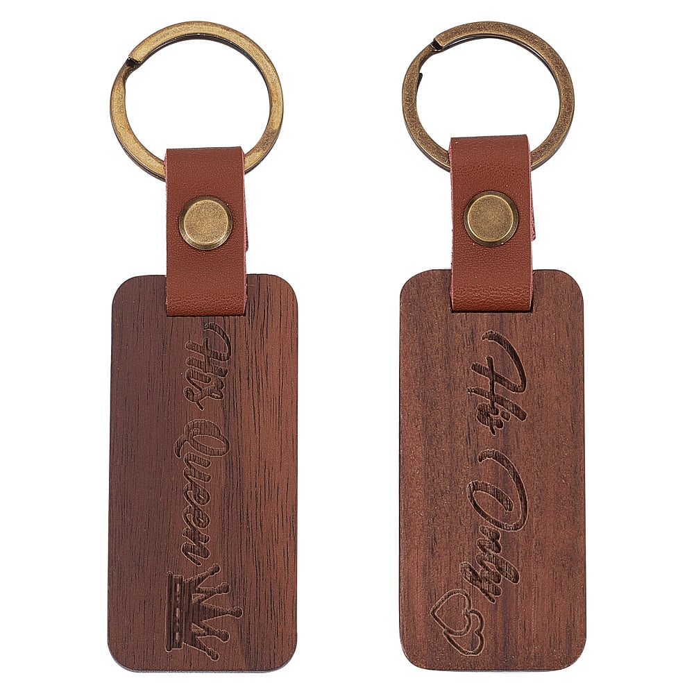 2 Styles Engraved Wooden Keychain Word His Only/His Queen Teacher ...