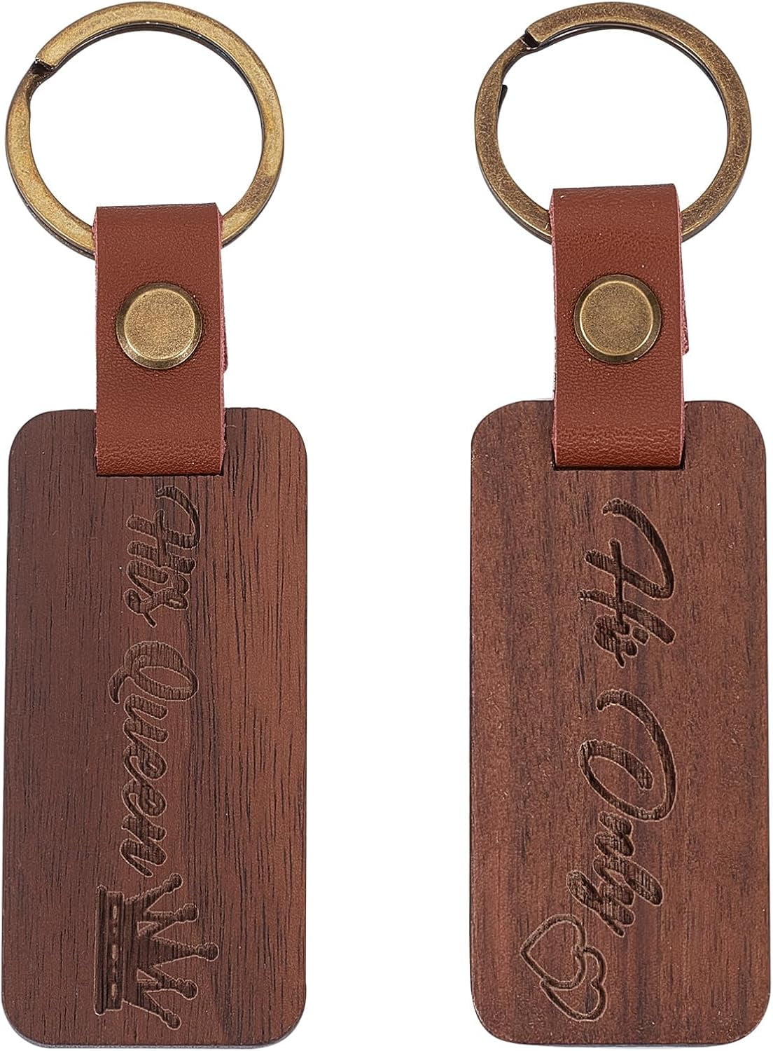 2 Styles Engraved Wooden Keychain Word His Only/His Queen Teacher ...