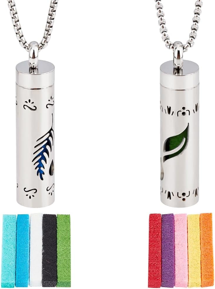 2 Styles Essential Oil Necklace Scent Diffuser Necklace Aromatherapy ...