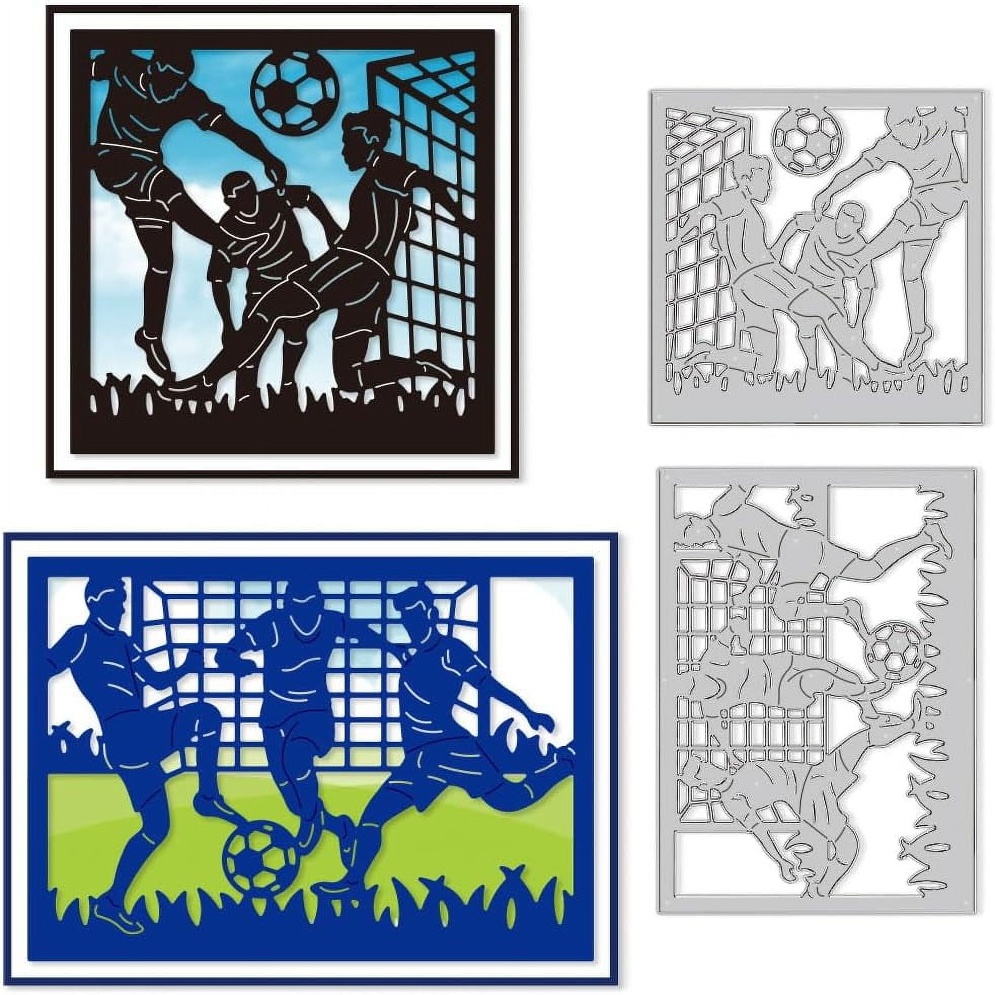 2 Styles Football Cutting Dies Soccer Card Making Die Cut Sports Scene ...
