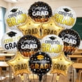 2 Styles Graduation Foil Balloons Set Black Gold Star Round Elongated ...