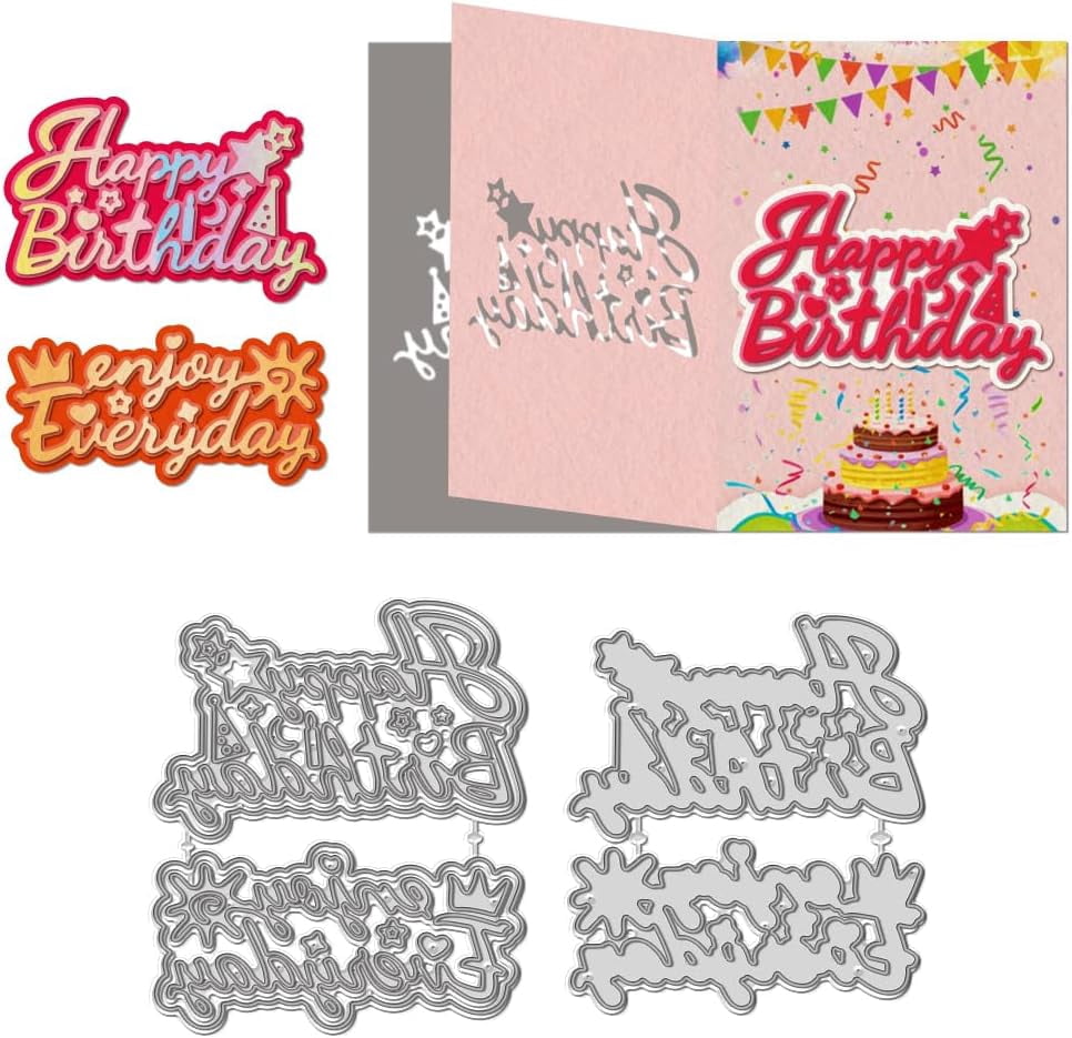 2 Styles Happy Birthday Die Cuts for Card Making Enjoy Everyday Metal ...